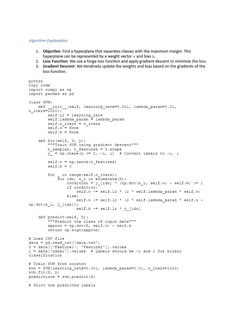 Lab Program (SVM From Scratch) | PDF | Support Vector Machine | Algorithms And Data Structures