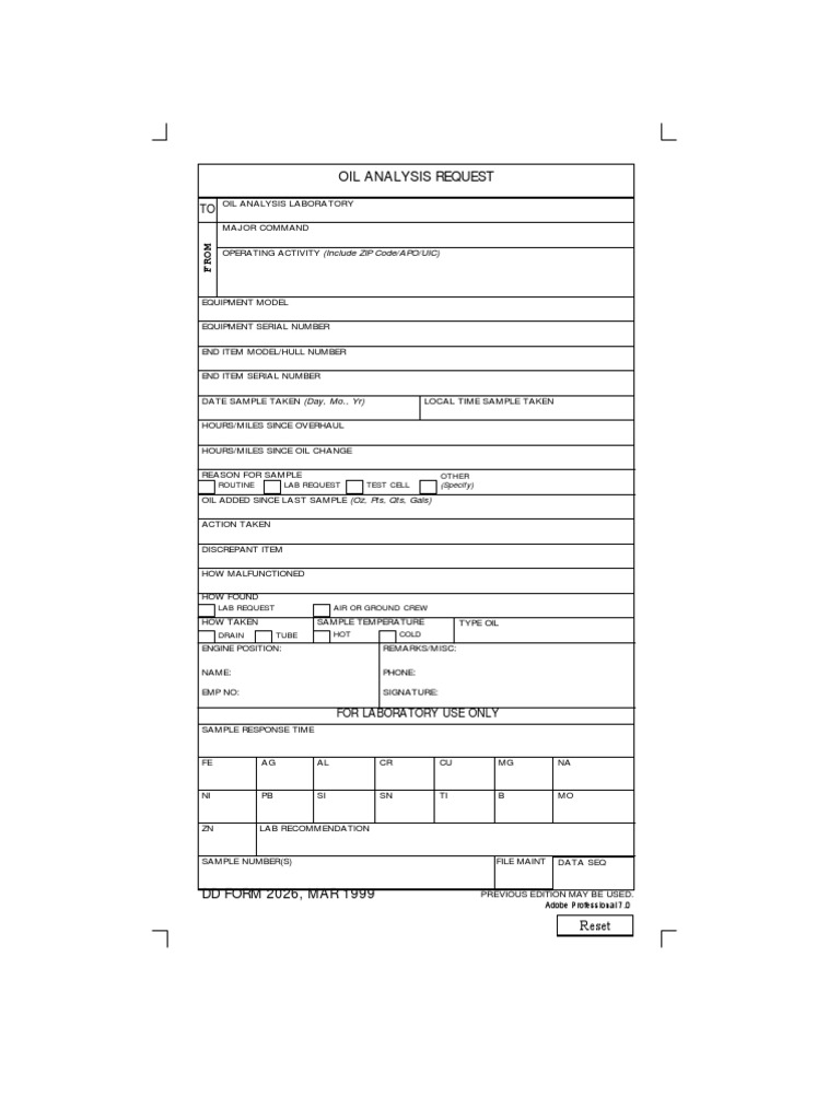 Routine Oil Analysis Request Form | PDF