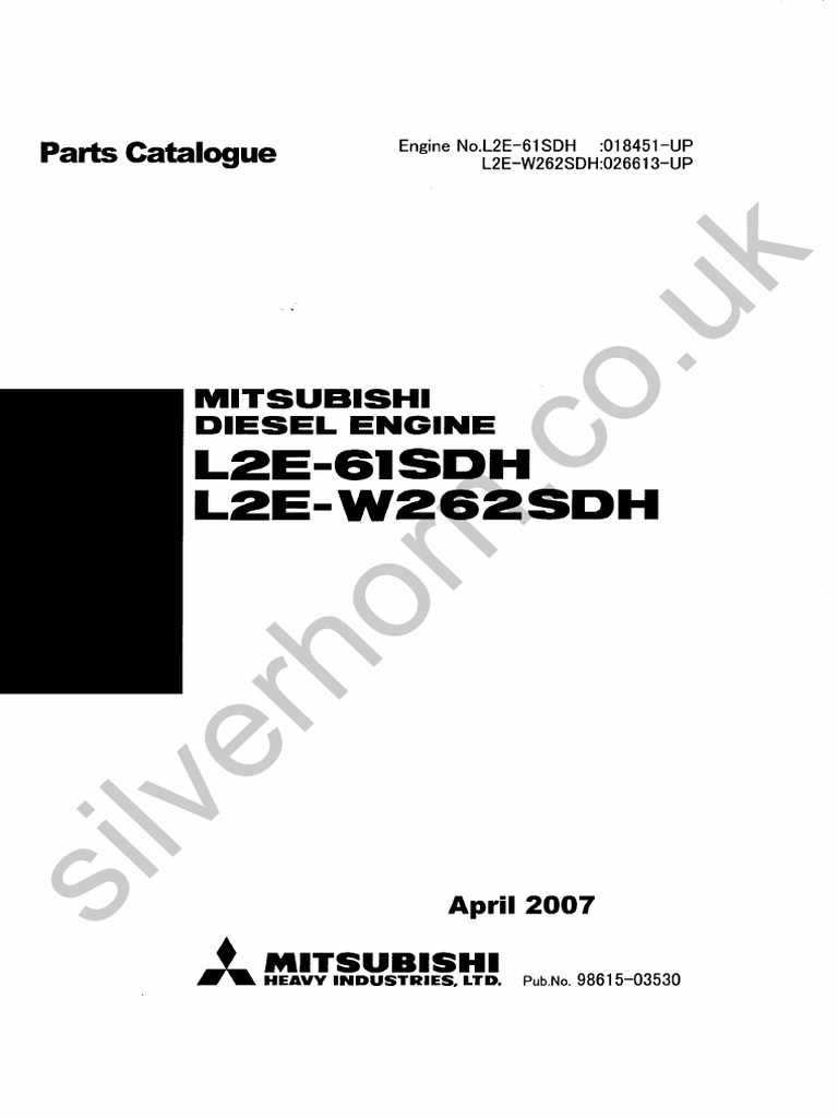 Parts Manual Mitsubishi L2E-61SDH Serial No. 018451-UP | PDF | Machines ...