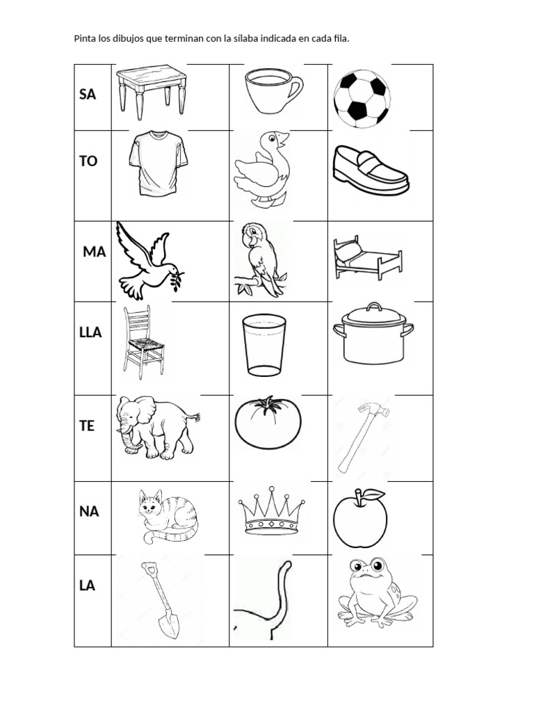 Silabeo: Dibujo y Recorte PDF | PDF