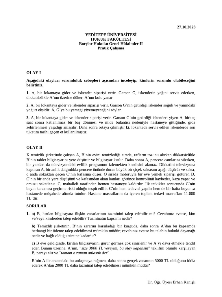 BorcÌ Lar Hukuku Genel HuÌ Kuì Mler II - Pratik CÌ Alä Sì Ma 1 23-24 | PDF