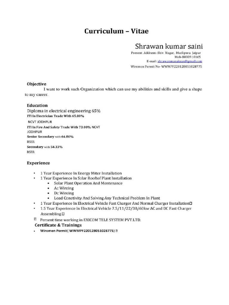 Shrawan Saini Resume - 1 (1) - 2 | PDF