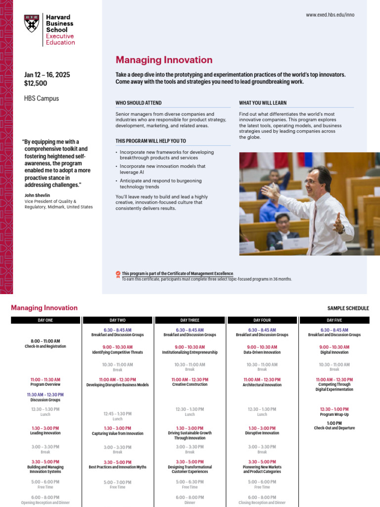 harvard executive education managing-innovation-brochure | PDF ...