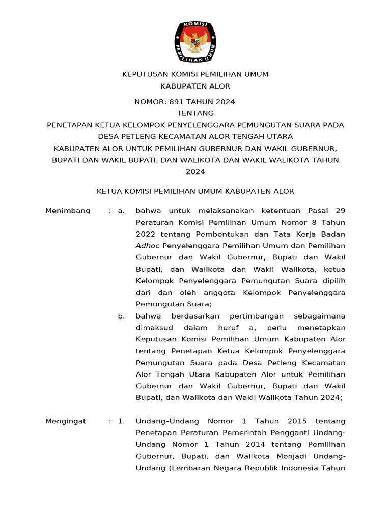 SK Ketua KPPS | PDF