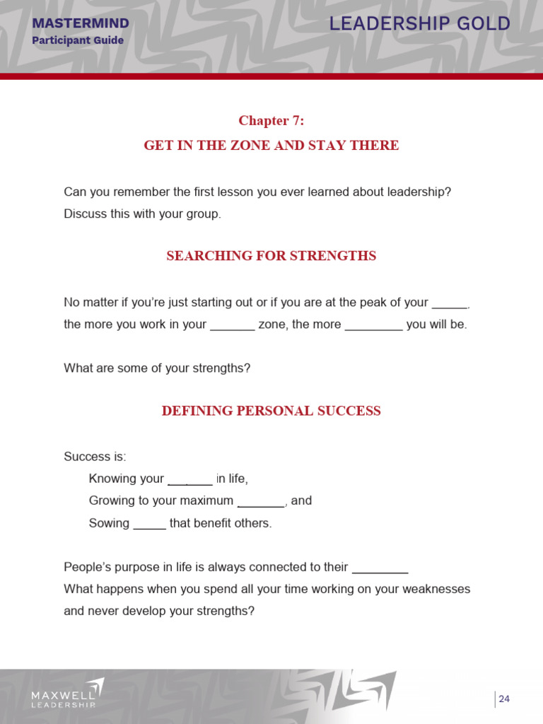 ML LeadershipGold-MM-Guide-Participant Lesson 7 | PDF | Career & Growth ...