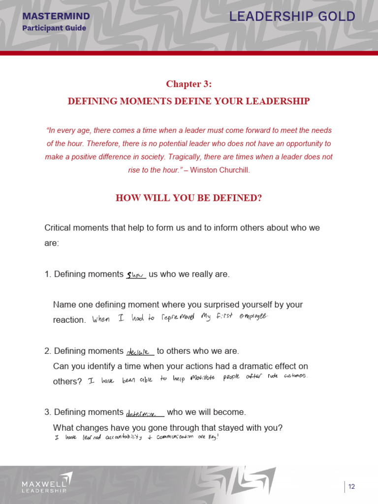 ML LeadershipGold-MM-Guide-Participant Lesson 3 | PDF | Leadership