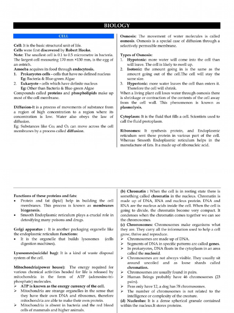 Biology Capsule | PDF | Cell (Biology) | Cell Potency
