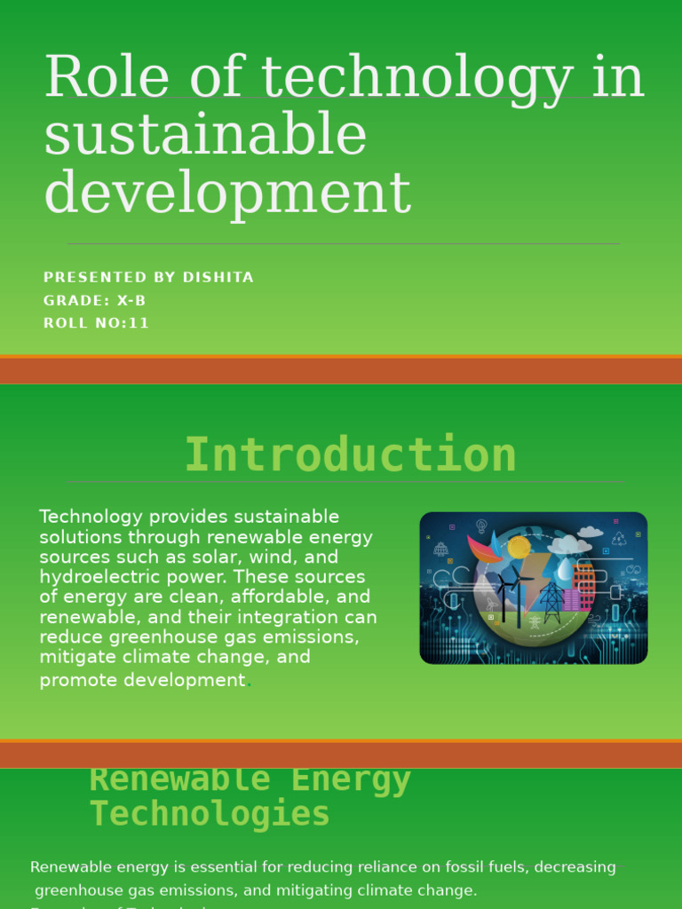 Role of Technology in Sustainable Development | PDF | Renewable Energy ...