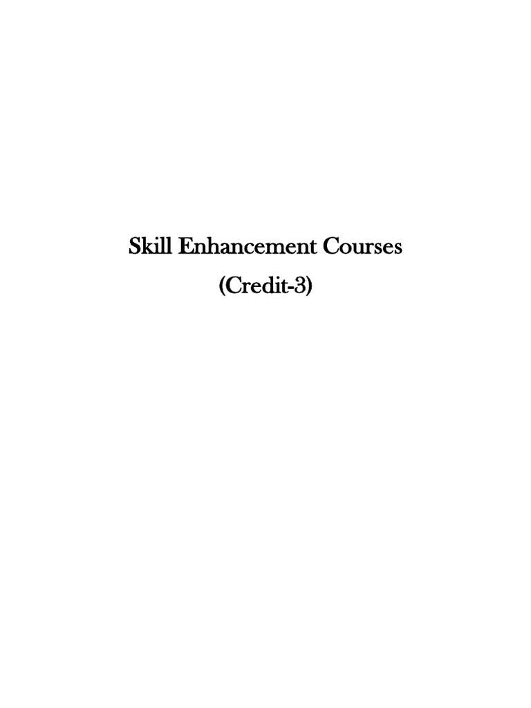 Skill Enhancement Courses (Credit-3) | PDF | Psychotherapy | Bioinformatics