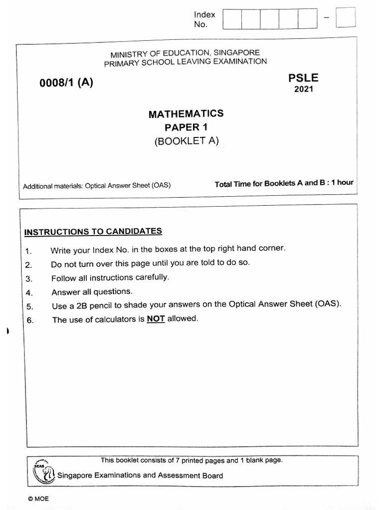 PSLE 2021 Maths | PDF