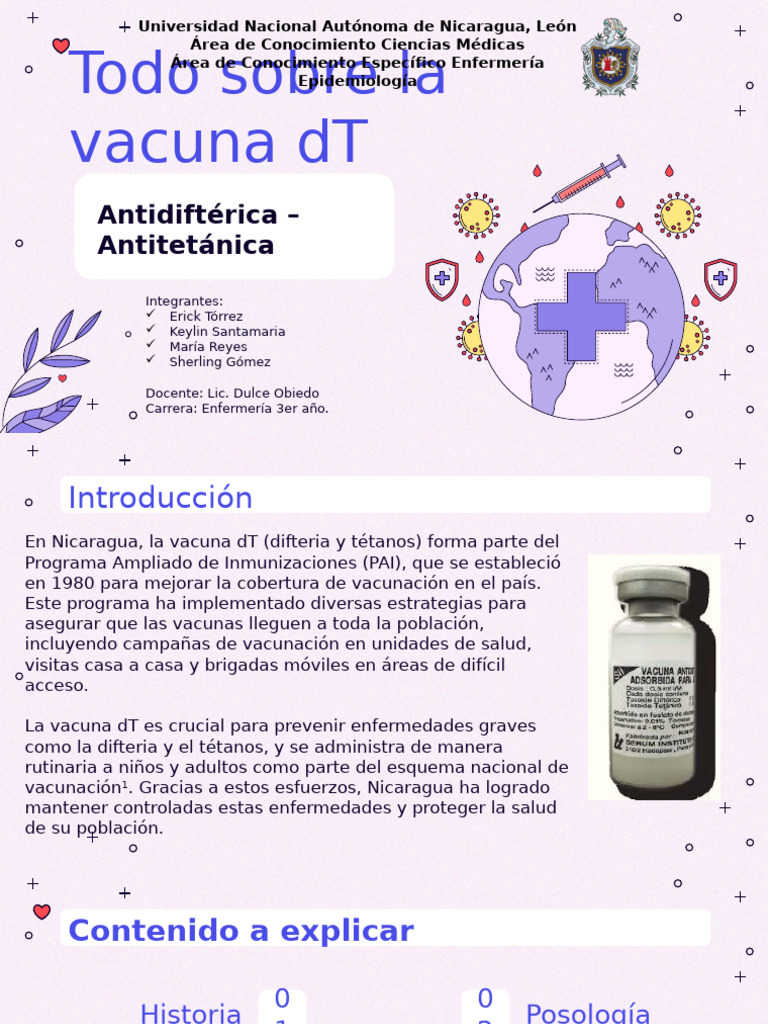 Vacuna dT: Prevención y Recomendaciones | PDF | Vacunación | Inmunología