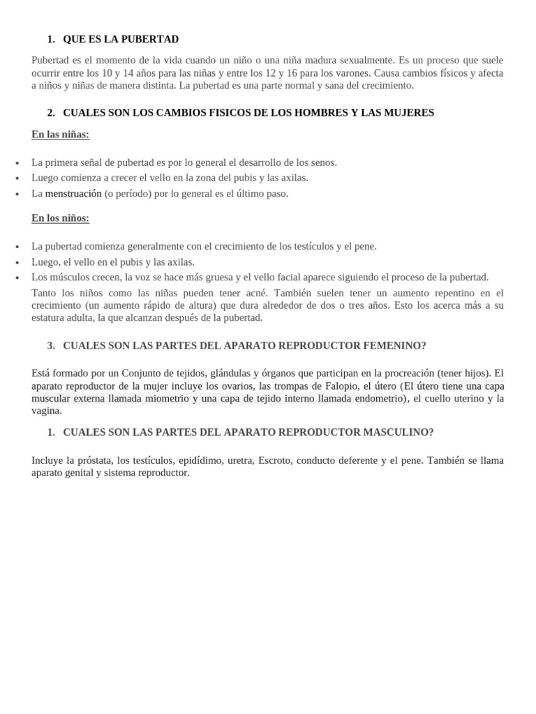 QUE ES LA PUBERTAD Tarea Isaac | PDF
