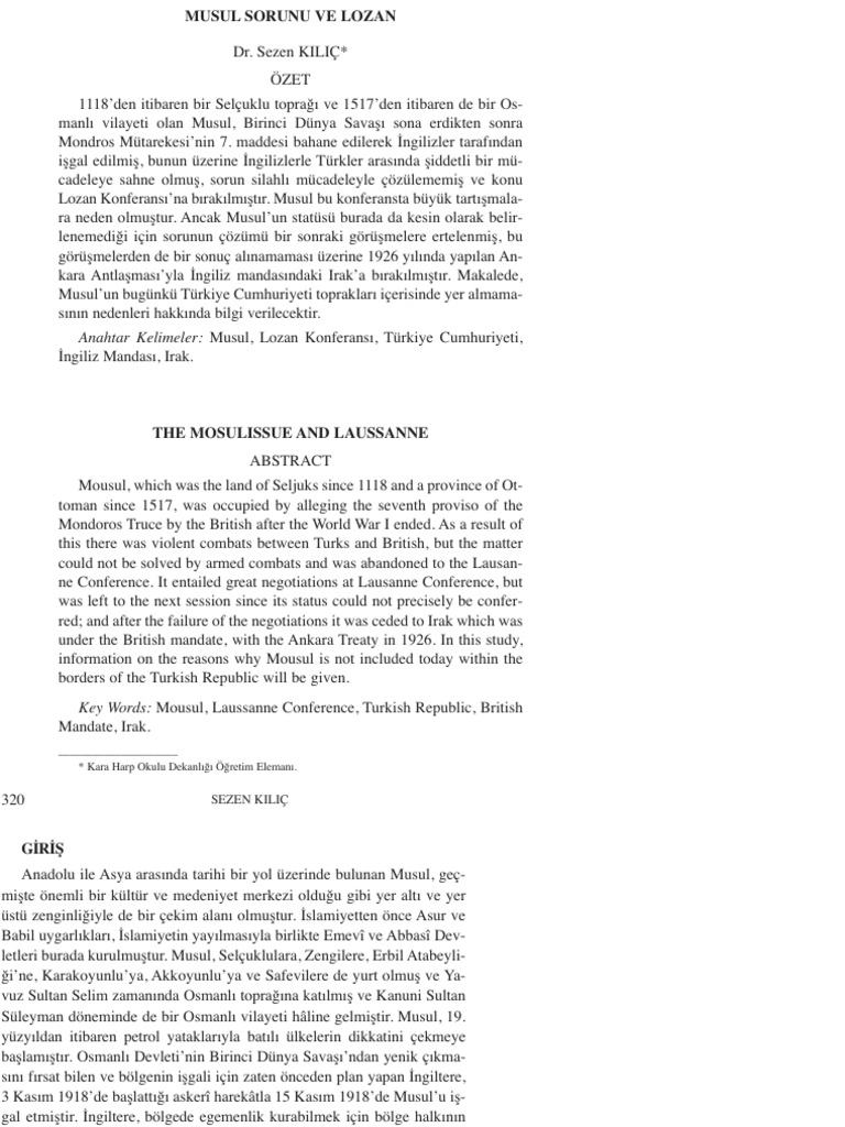 Musul Sorunu Ve Lozan (#543243) - 676945 | PDF