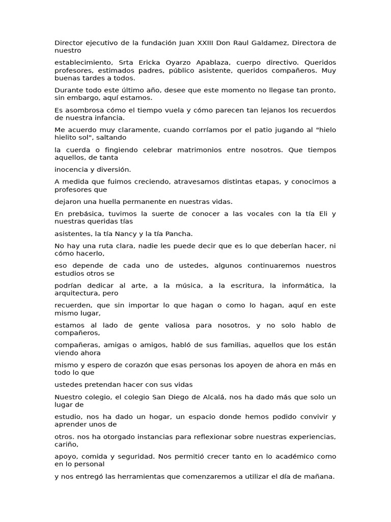 Discurso Borrador | PDF | Bienestar | Estilo de vida Discurso Borrador | PDF | Bienestar | Estilo de vida