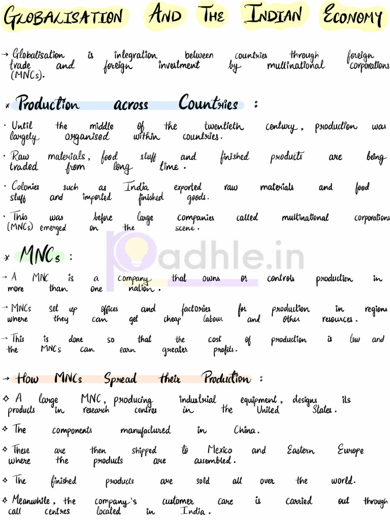 Globalisation Notes | PDF