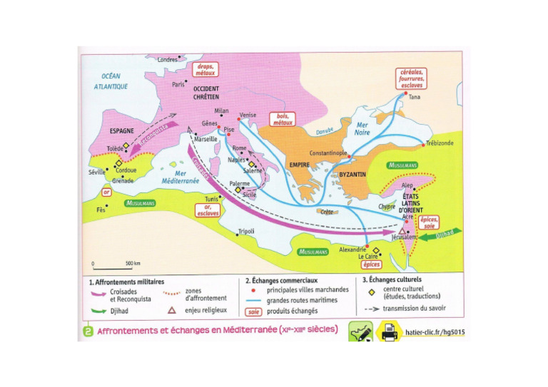 Carte Affrontements Et Échanges en Méditerranée XI-XIII | PDF