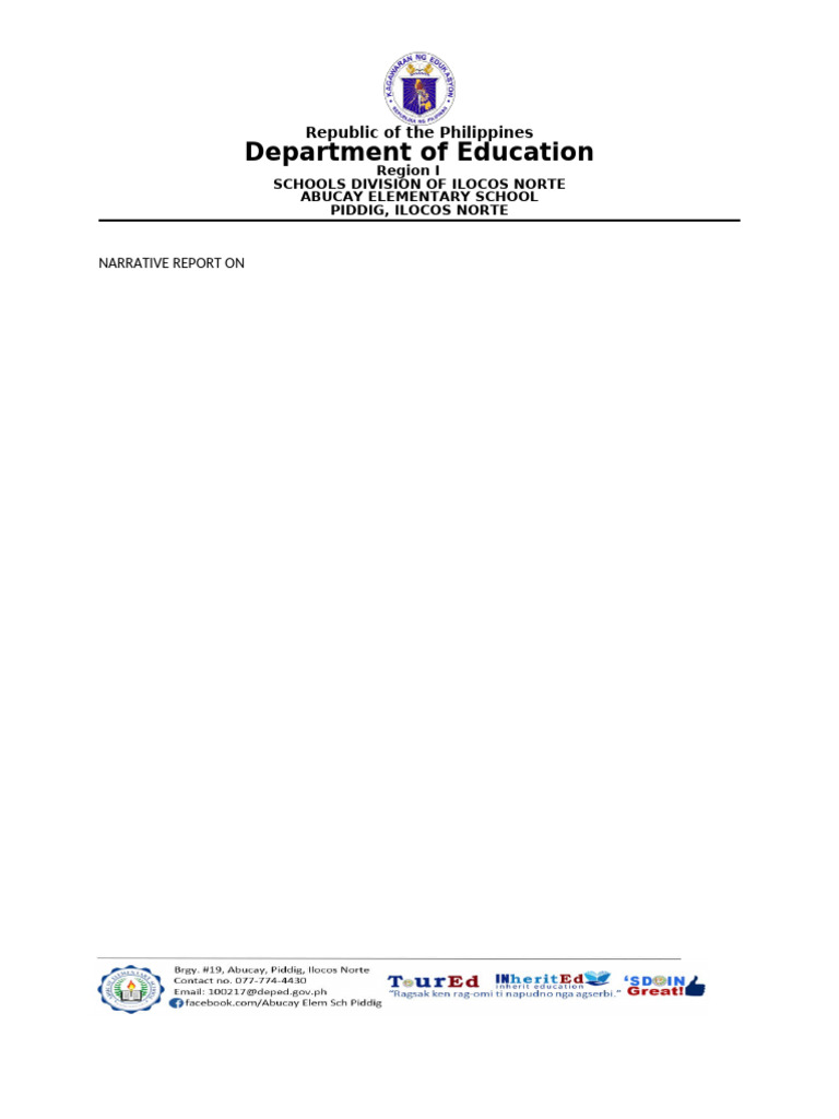 Narrative Report: Abucay Elementary School | PDF