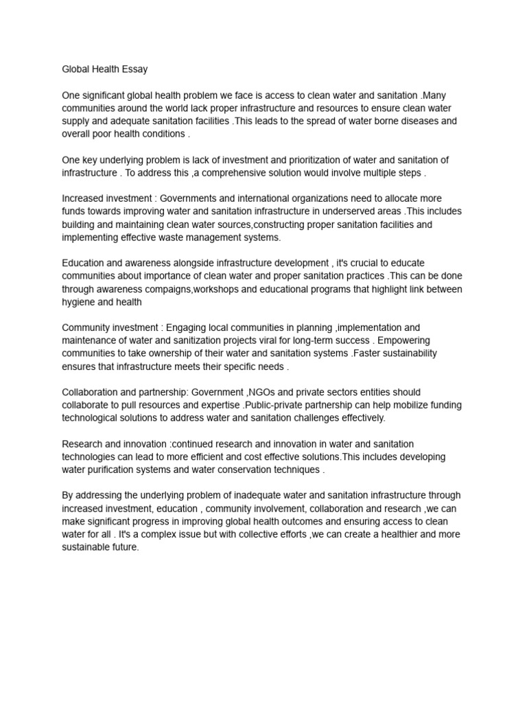 Global Health Essay | PDF