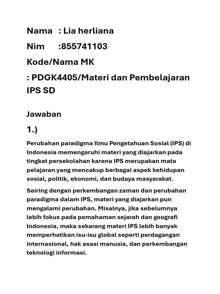 Materi Dam Pembelajaran Ips | PDF