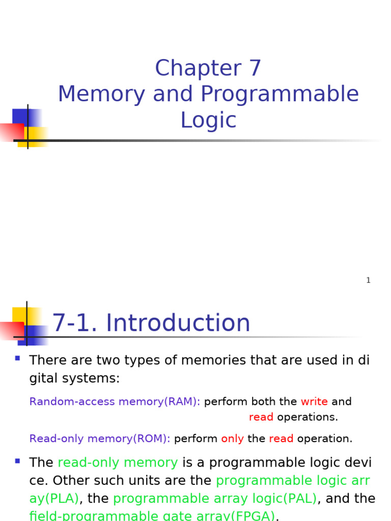 Chapter 7 Memory Programmable Logic | PDF | Dynamic Random Access Memory | Random Access Memory