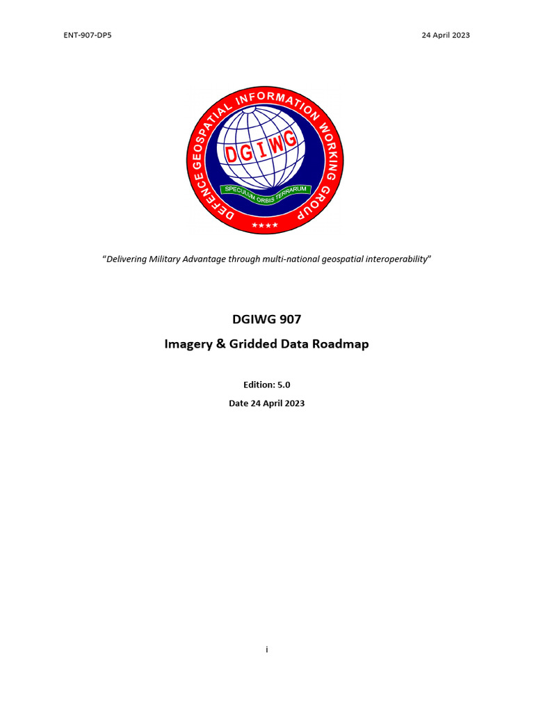 DGIWG - 907 - Imagery and Gridded Data Roadmap - Ed5.0 | PDF | Data | Computing