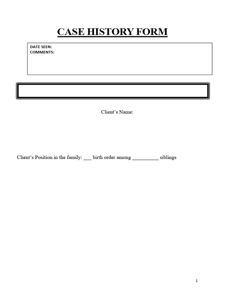 CASE HISTORY FORM | PDF | Human Sexual Activity | Human Sexuality