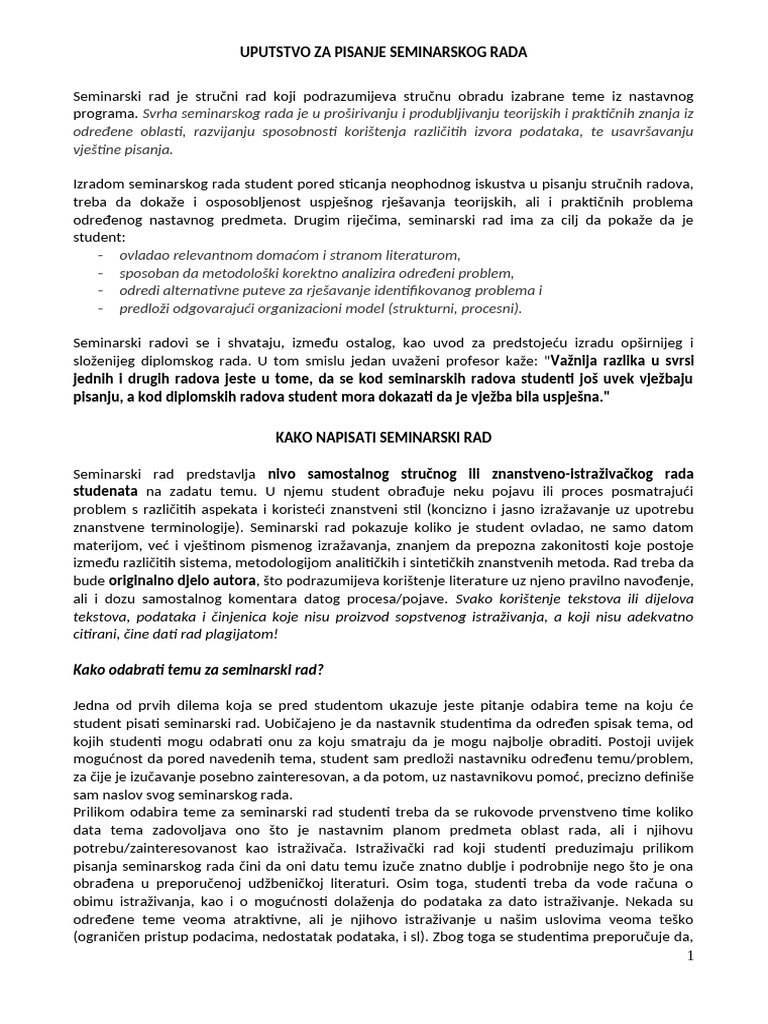 kako napisati seminarski rad FDZMB | PDF