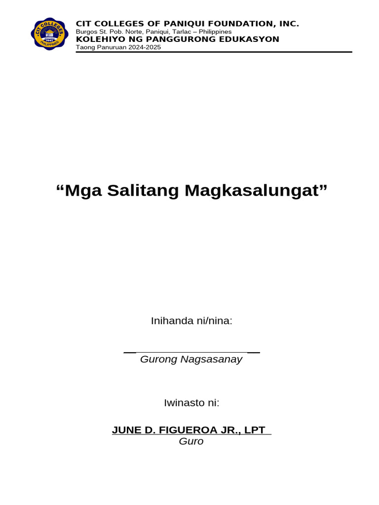 Lesson Plan. in Filipino | PDF