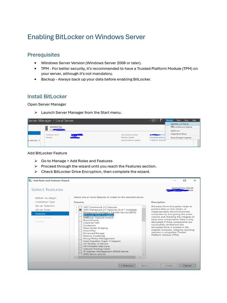 Enabling Bitlocker On Windows Server Pdf Business Computers