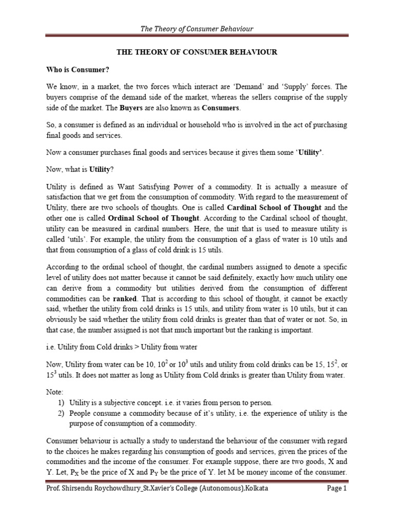 Room 43 Handout No 4 Consumer Behaviour SRC | PDF | Utility | Consumer ...