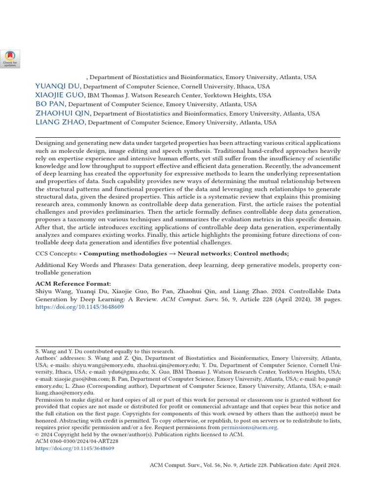 Controllable Data Generation by Deep Learning: A Review: Shiyu Wang ...