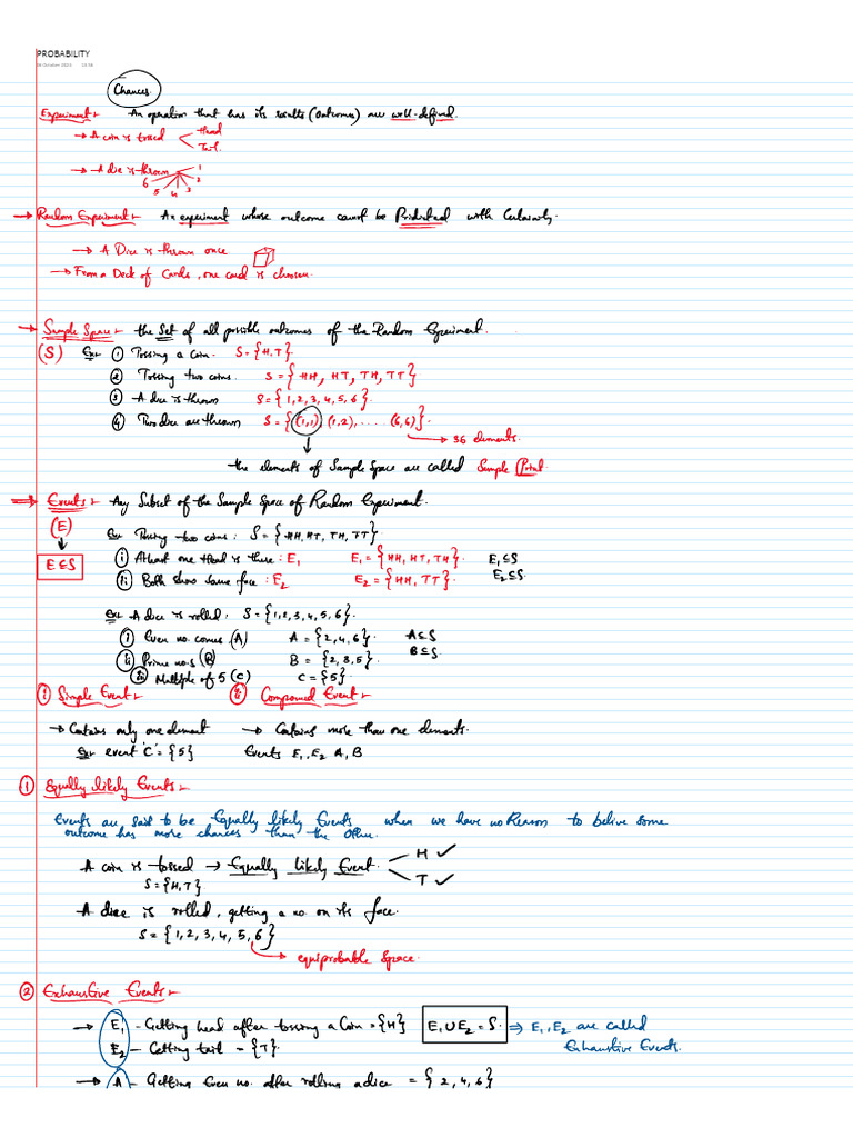 Probability Lecture 1 Notes | PDF | Home & Garden