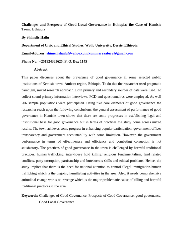 Local Governance Challenges in Kemisie | PDF | Governance | Accountability