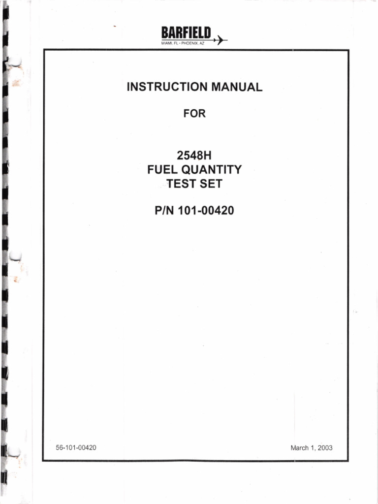 Barfield 2548h Fuel Quantity Test Set - Instruction Manual Mar2003 ...