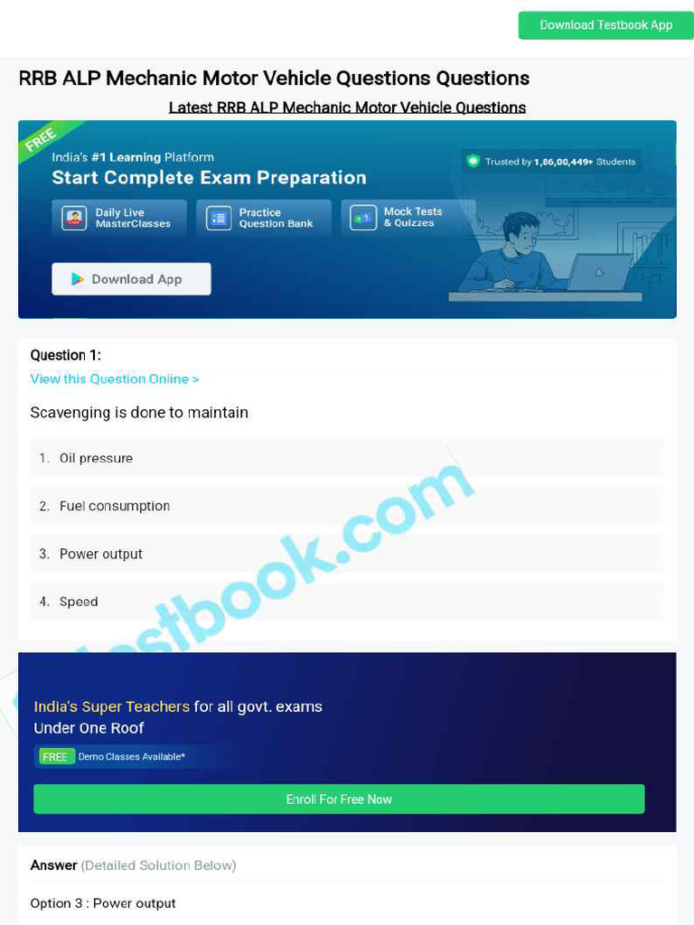 RRB Alp Mechanic Motor Vehicle Questions 6475a1f3657b584483e9206f | PDF