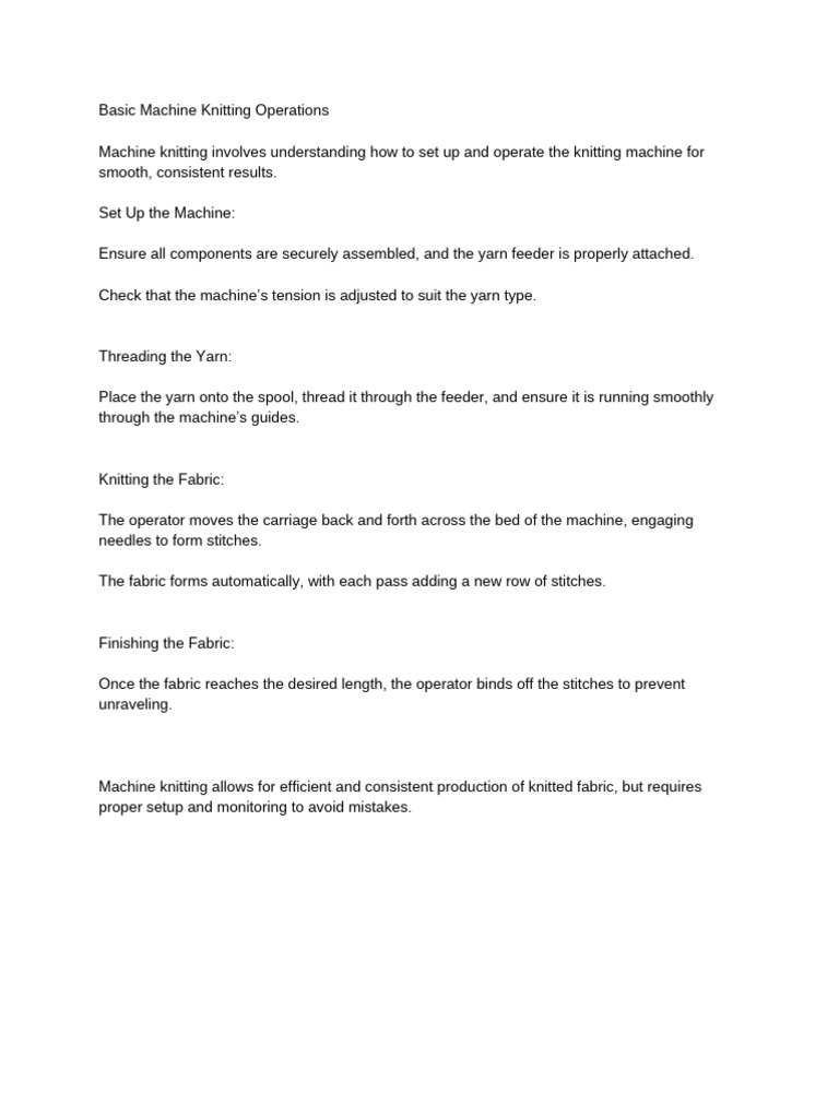 Machine Knitting Basics Guide | PDF | Computers