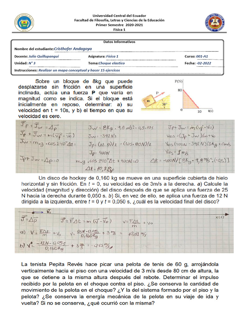 Choque Elástico: Mapa y Ejercicios | PDF