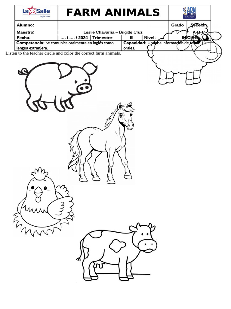 Farm Animals Worksheets | PDF