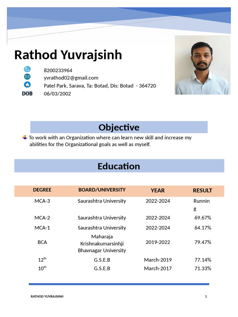 Rathod Yuvrajsinh - CV-2 | PDF
