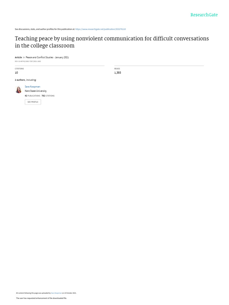 Nonviolent Communication in College Dialogues | PDF