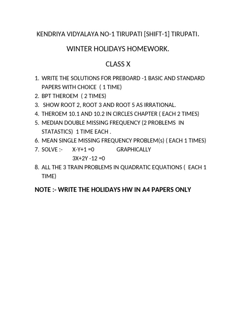 Class 10 Maths HHW | PDF | Teaching Methods & Materials