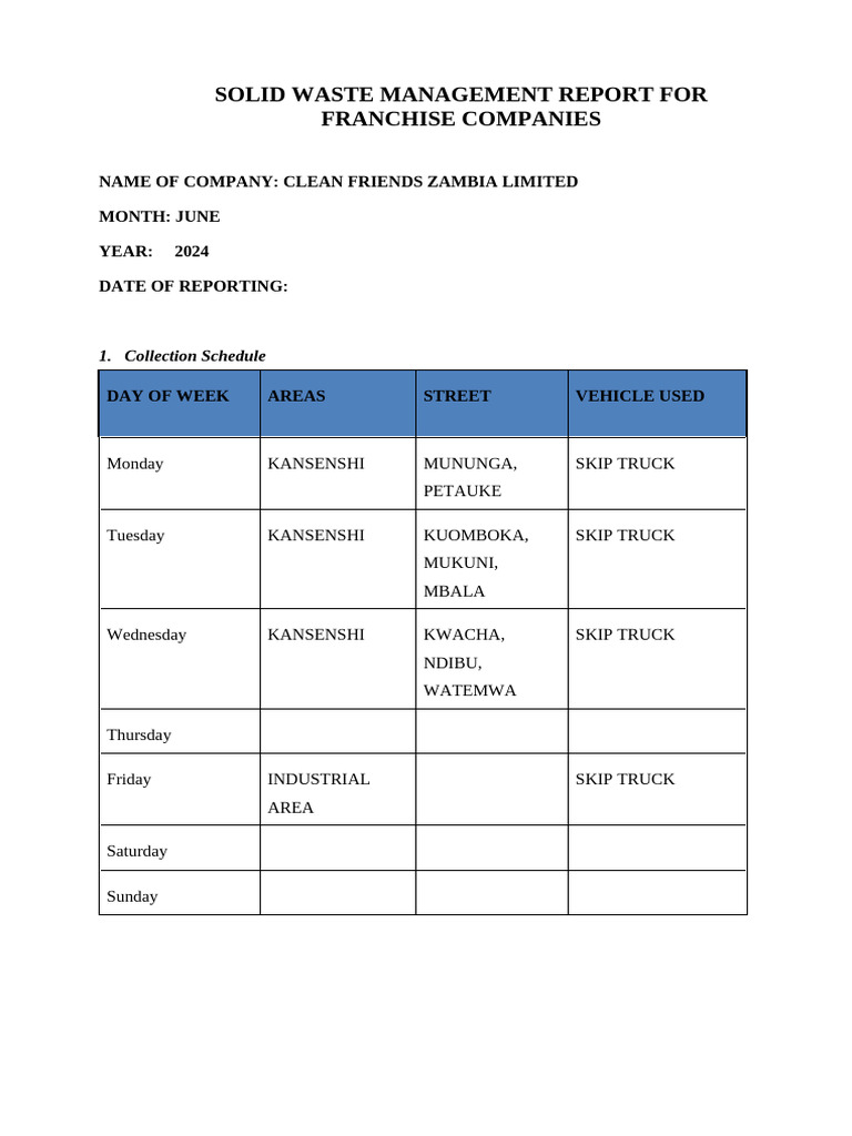 Reporting Format Franchise Companies | PDF