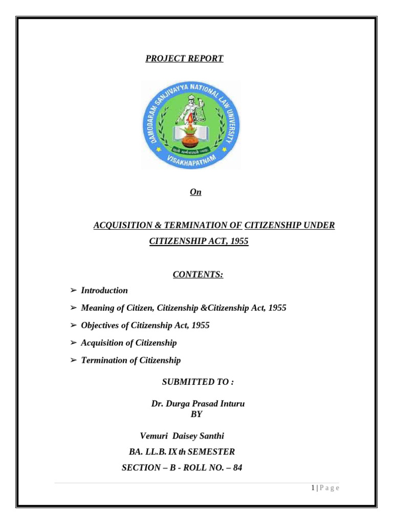 Citizenship Project Work | PDF | Naturalization | Citizenship