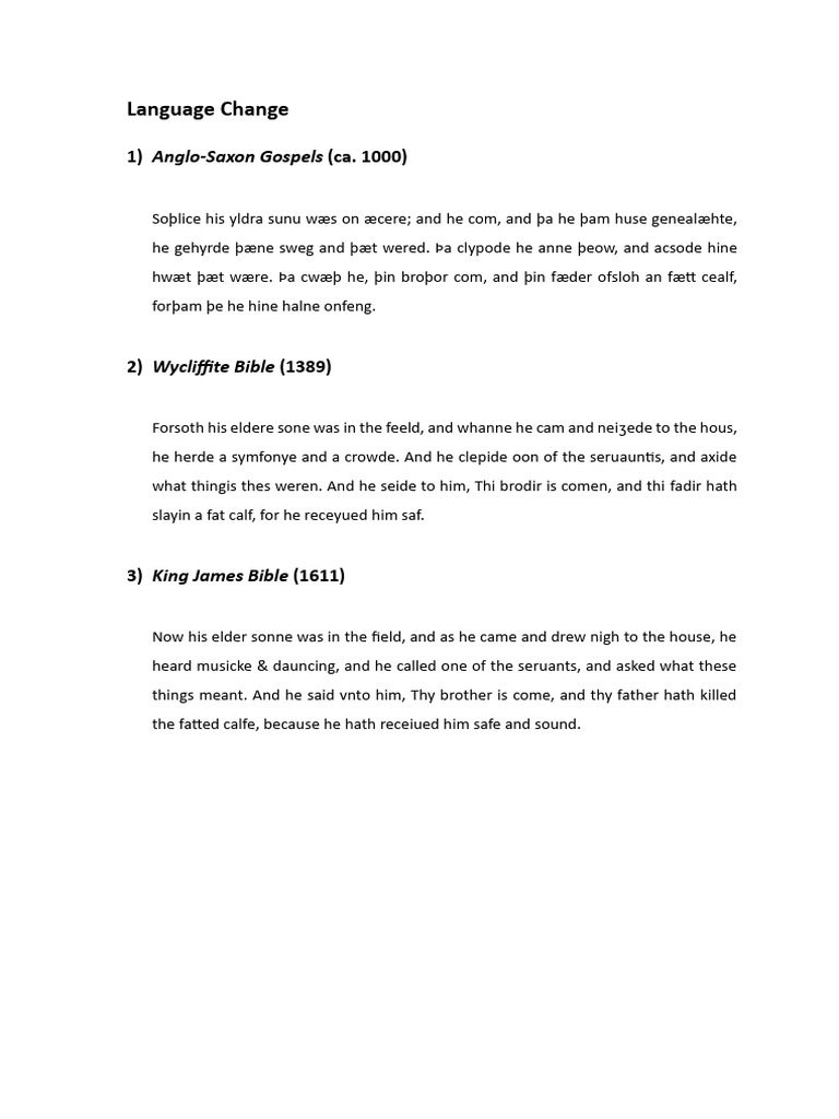 Handout 2 - Language Change | PDF | Religion & Spirituality