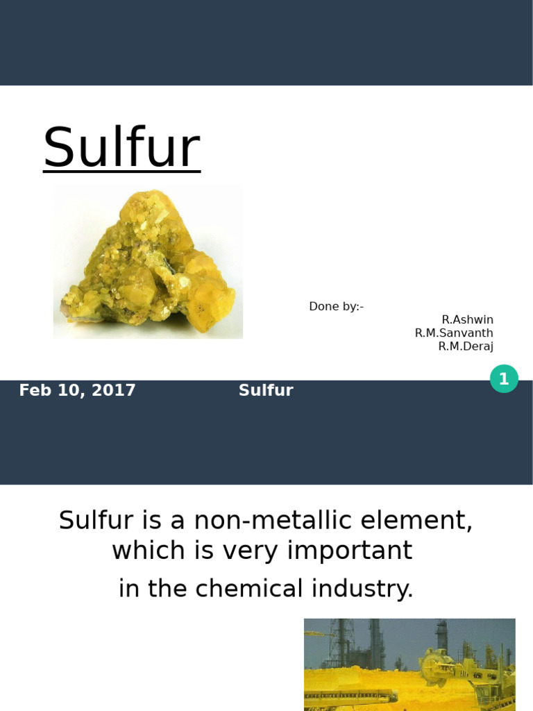 Essential Properties and Uses of Sulfur | PDF | Oxide | Catalysis