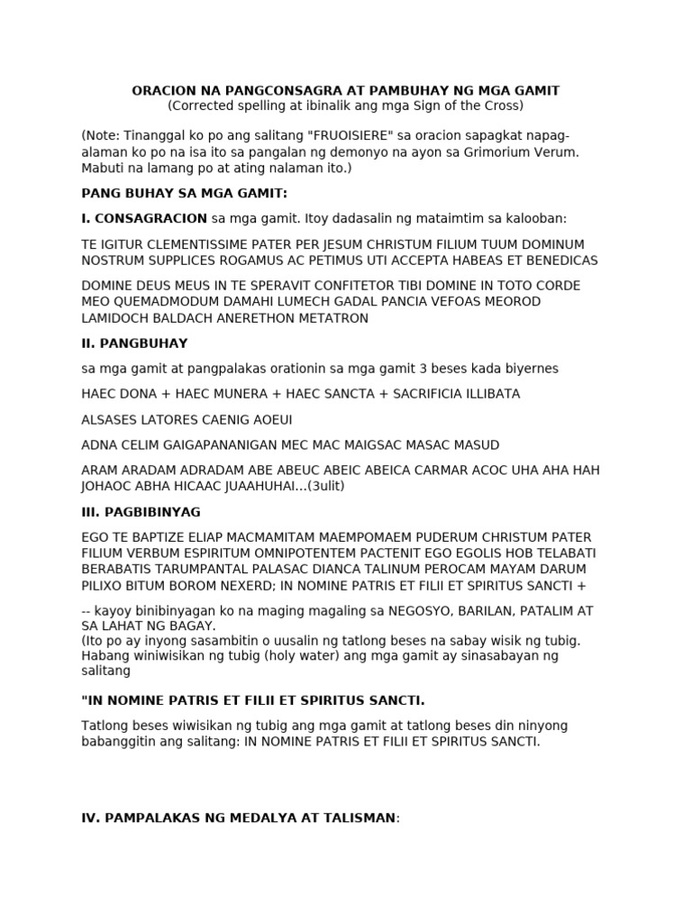 Oracion Na Pangconsagra at Pambuhay NG Mga Gamit (October 7 2024 | PDF