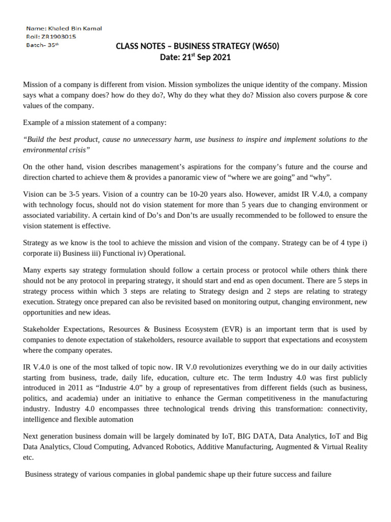 Business Strategy & Vision Insights | PDF | Strategic Management | Internet Of Things