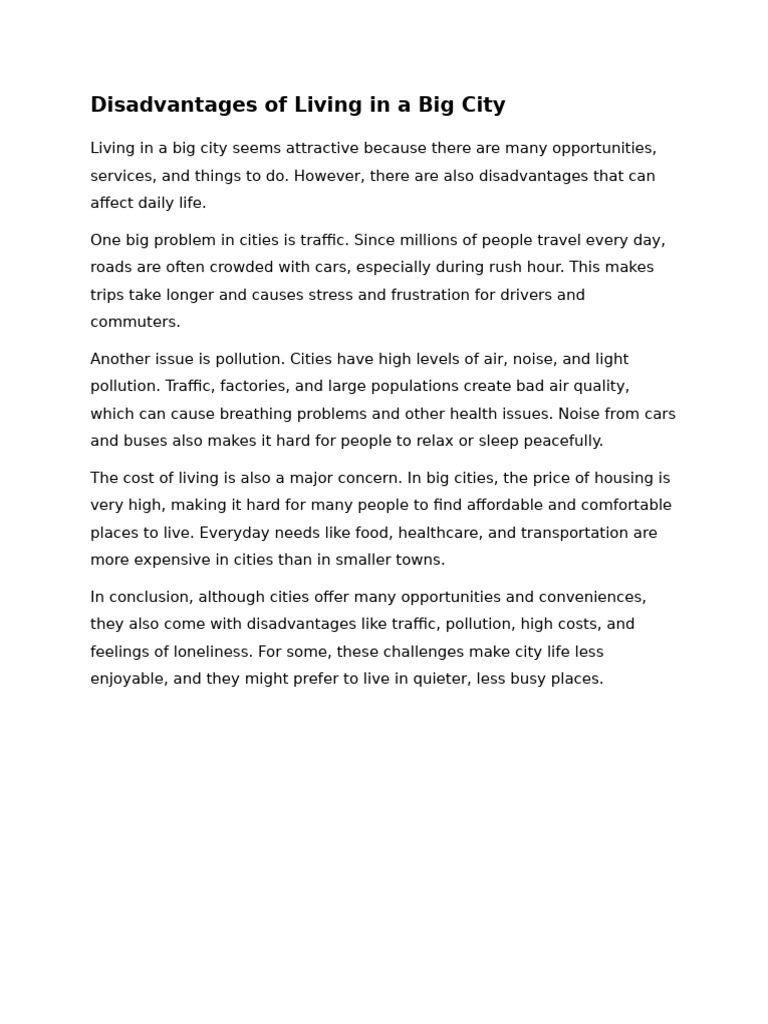 Disadvantages of Big City Living | PDF | Business