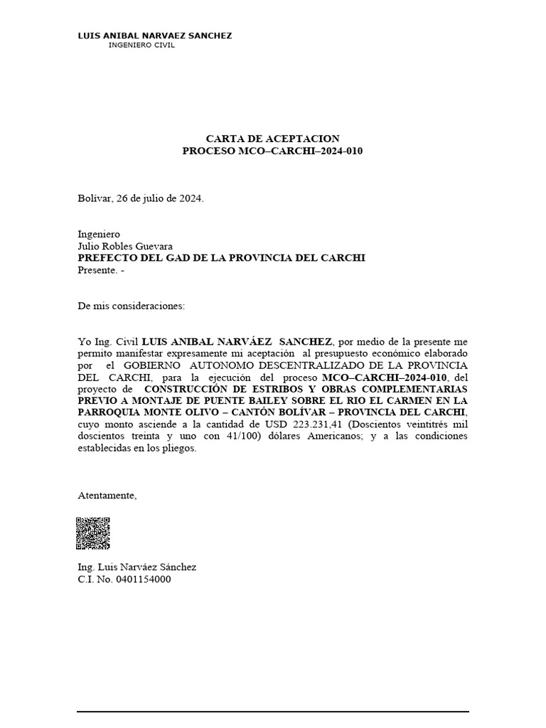 Carta de Aceptacion Proceso Mco Carchi 2024-010: Luis Anibal Narvaez ...