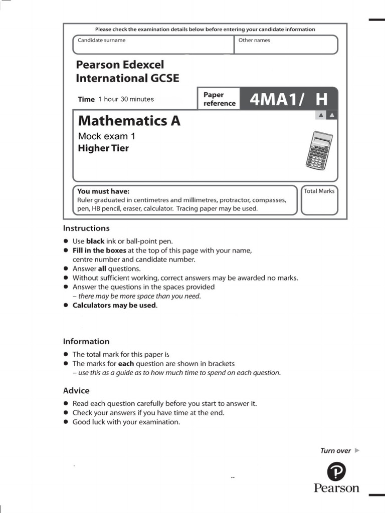 Mock Exam 1 Edexcel IGCSE | PDF